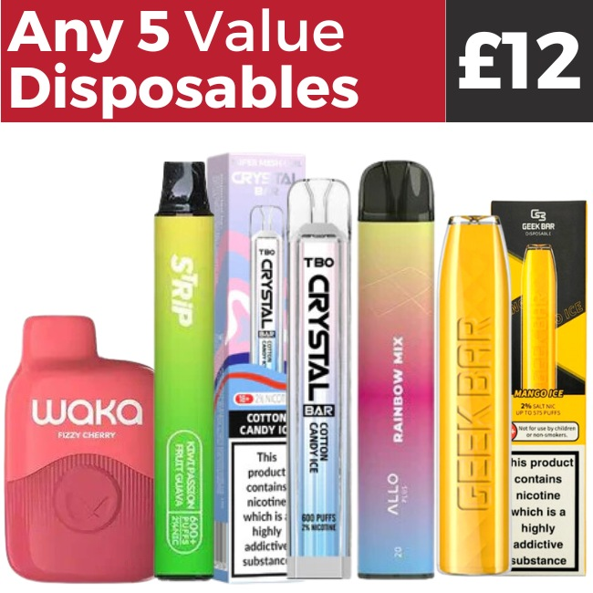 Any 5 for £12 | Value Disposable Vapes – Royal Vapes
