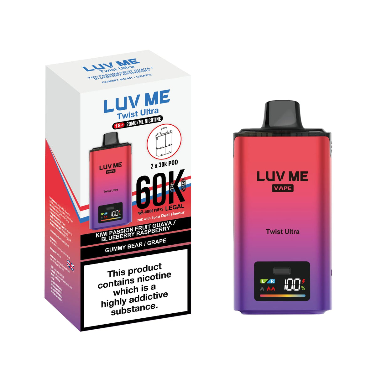 LUV ME Twist Ultra 60k 4 in 1 Prefilled Vape Kit – Royal Vapes