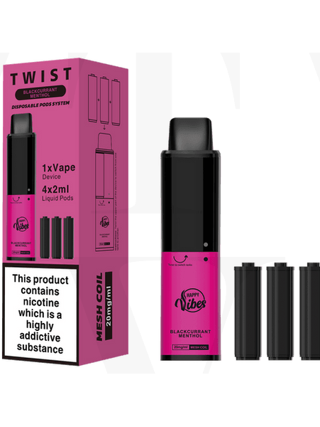 Happy Vibes Twist Blackcurrant Menthol 2400 Disposable – Royal Vapes