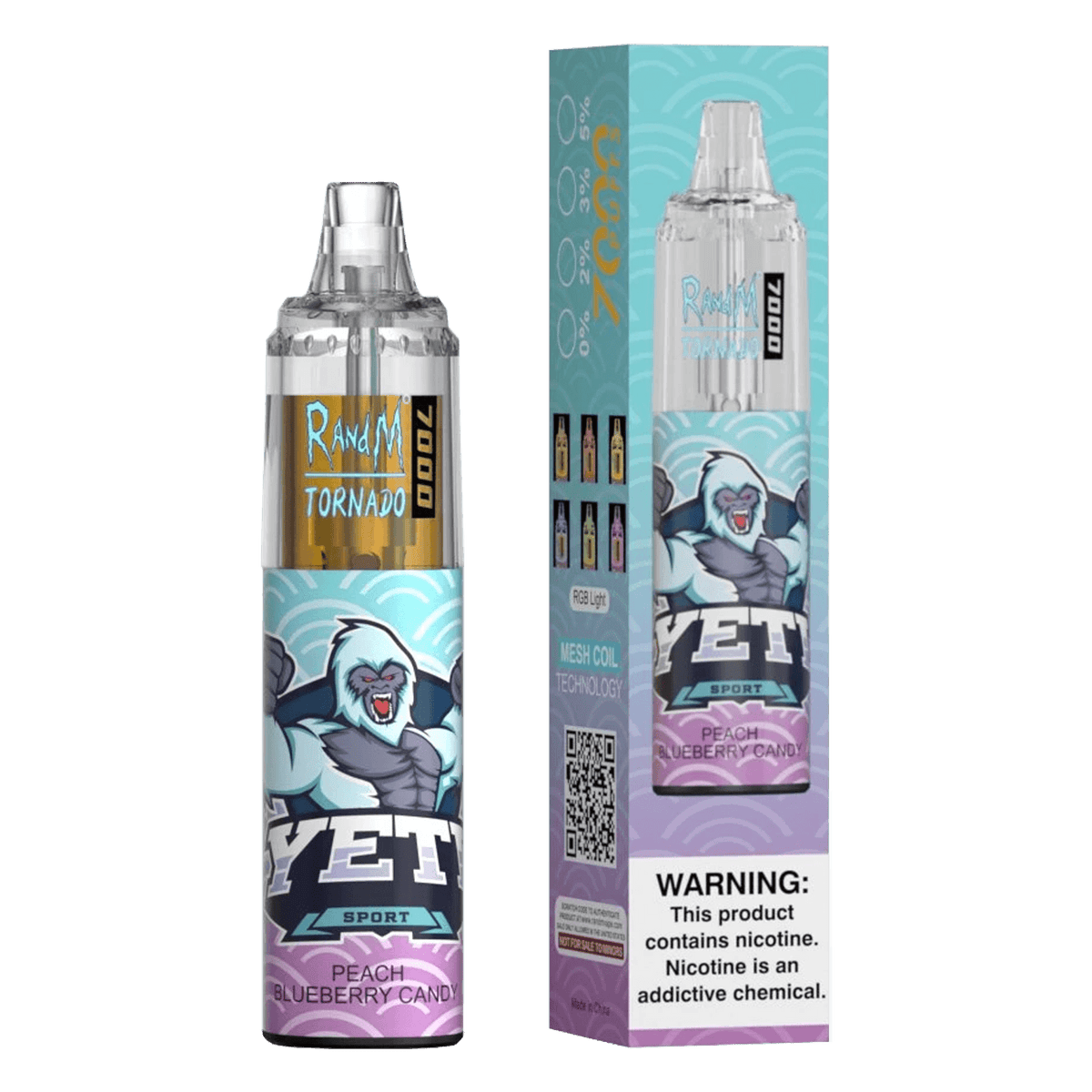 Randm Tornado 7000 0mg Peach Blueberry Candy 7000 Disposable – Royal Vapes