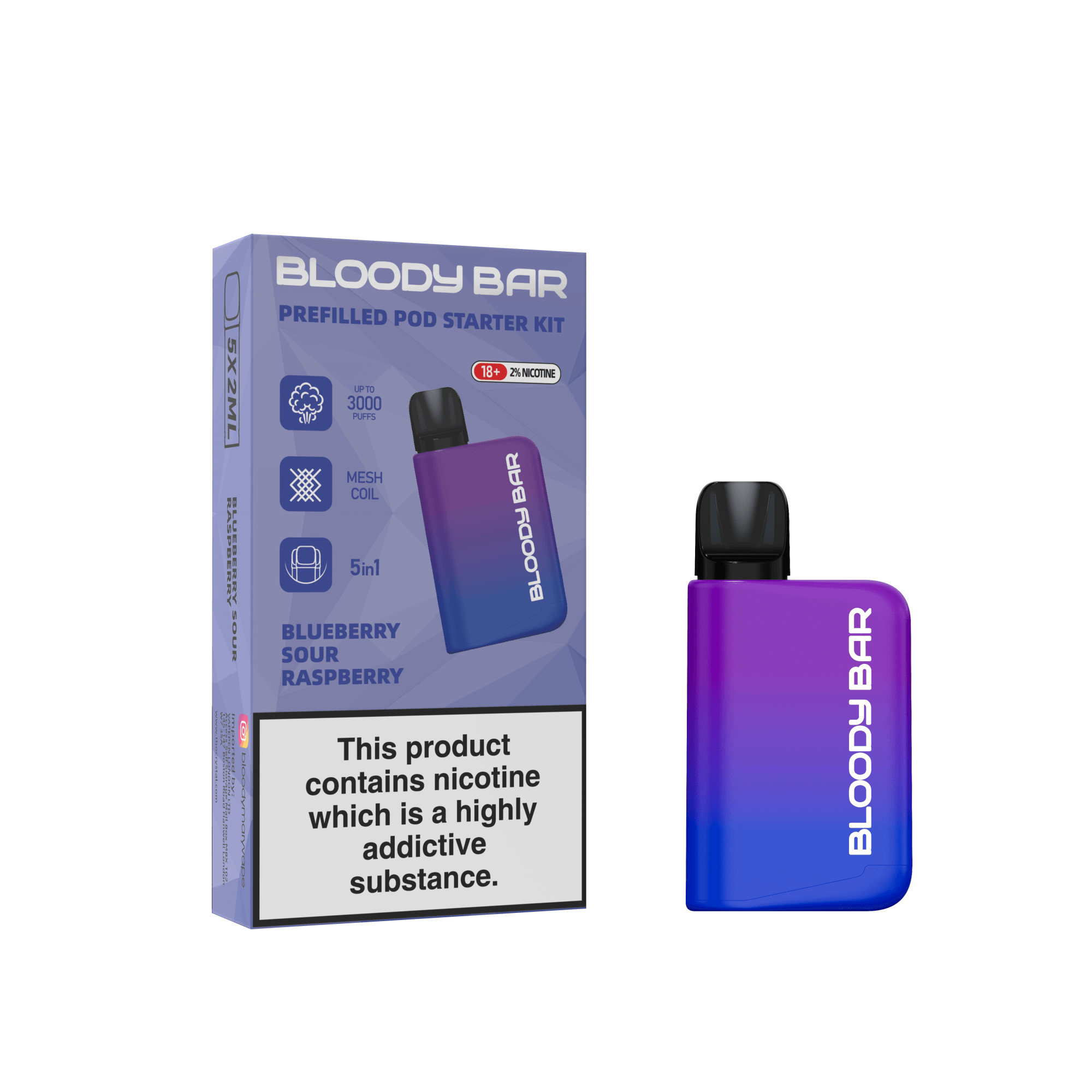 Bloody Bar 3000 Blueberry Sour Raspberry 3000 Disposable – Royal Vapes