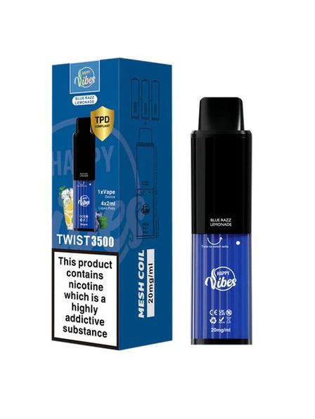 Happy Vibes Twist 3500 Blue Razz Lemonade 3500 Disposable – Royal Vapes